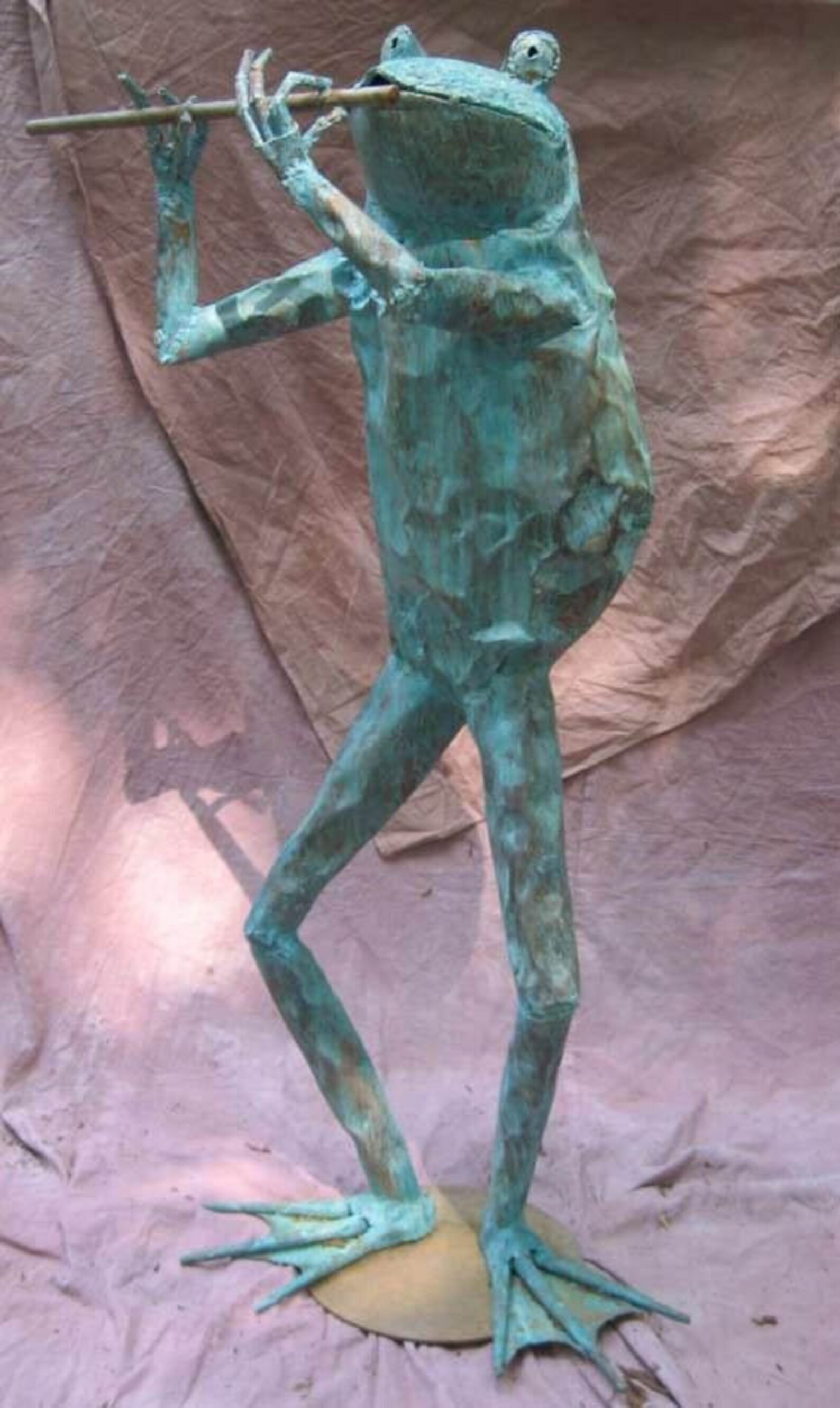 Flute Playing Copper Frog Sculpture by Beau Smith - Etsy