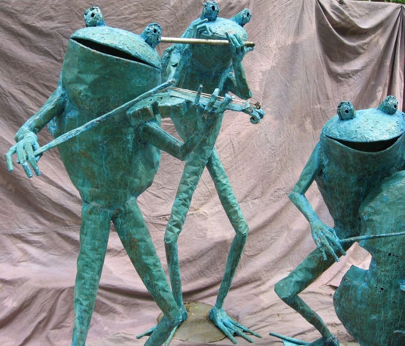 Musical Frog Trio of Human Sized Copper Frog Sculpture - Etsy