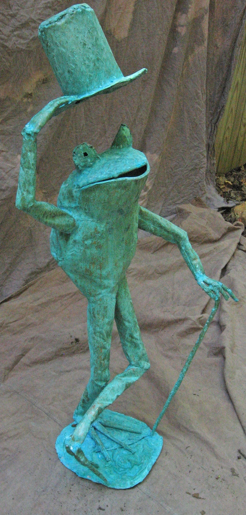 Copper and Bronze Frog Sculpture With Cane and Top Hat by Beau Smith - Etsy