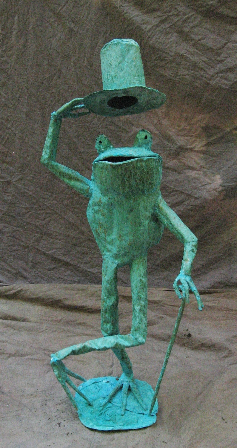 Copper and Bronze Frog Sculpture With Cane and Top Hat by Beau Smith - Etsy
