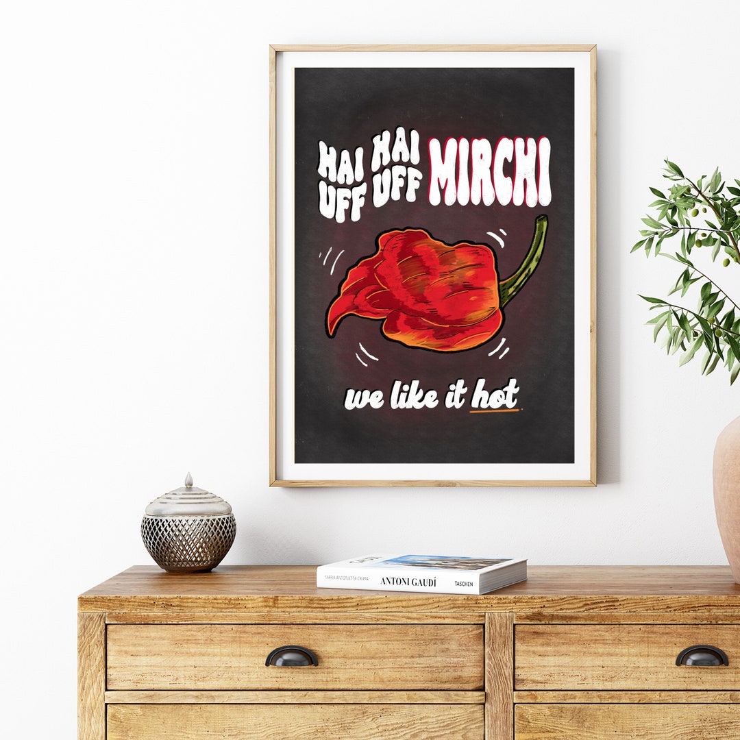 Indian Mirchi Poster Desi Quirky Chilli Quote Digital File - Etsy