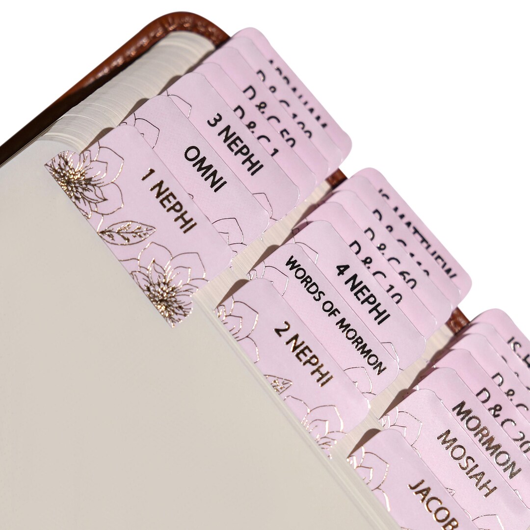 Book of Mormon Tabs - Golden Flowers - Gold Foiled Tabs - Doctrine ...