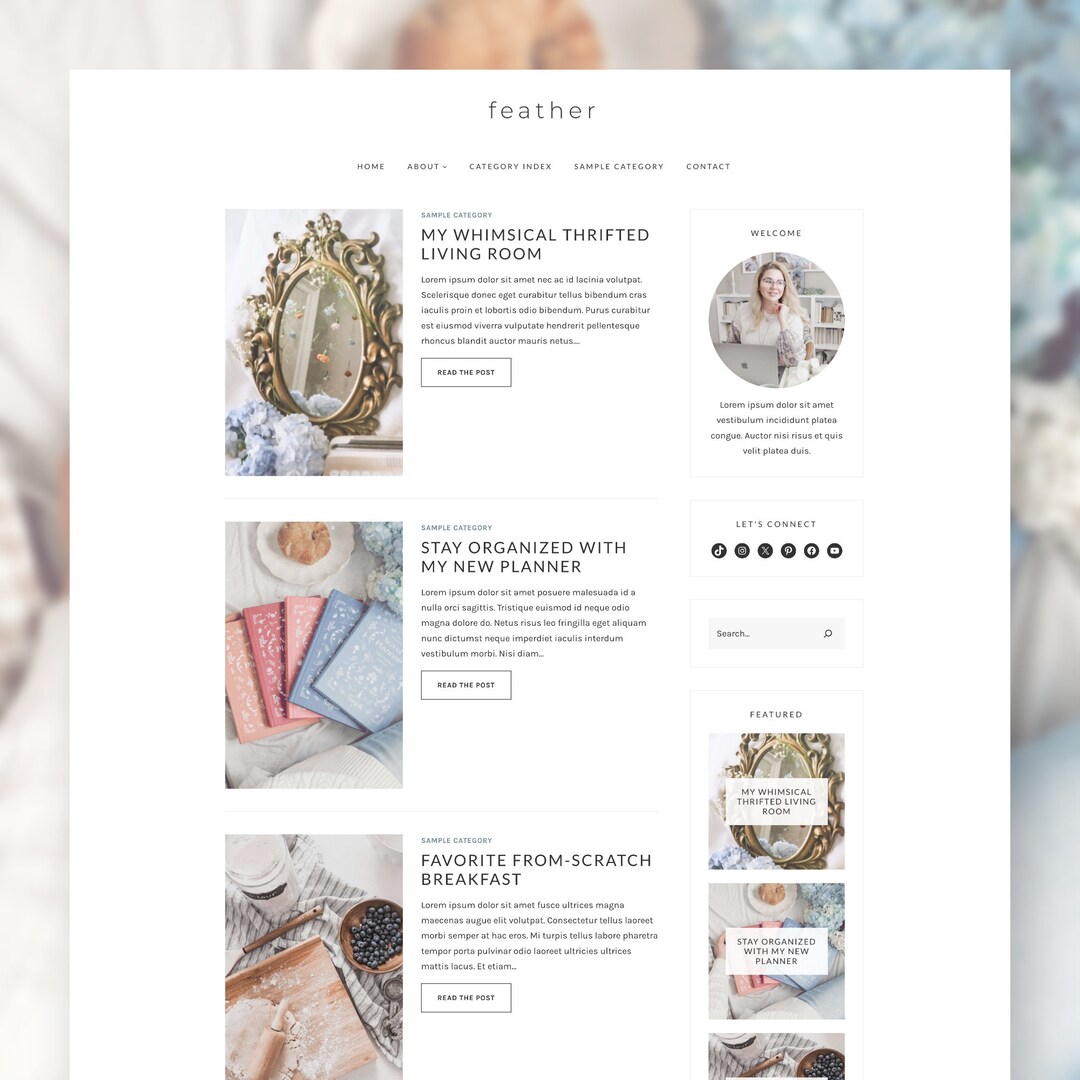 Feather Minimalist Customizable Wordpress Theme for Blogs - Etsy