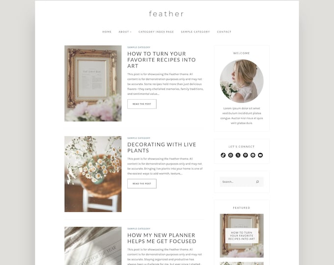 Pink Feminine Wordpress Theme - Pastel Pink Wordpress Template ...