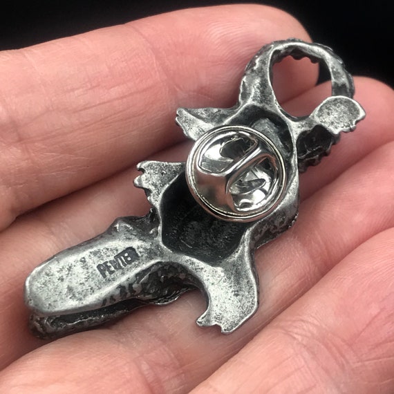 Vtg Pewter Alligator Crocodile Brooch Pin Pewter All Gem