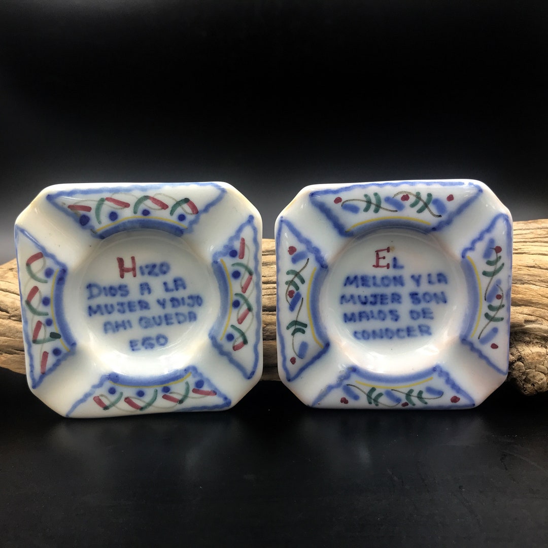 VTG Small Spanish FIGAS Pottery Ashtrays Trinket Dishes with Spanish ...