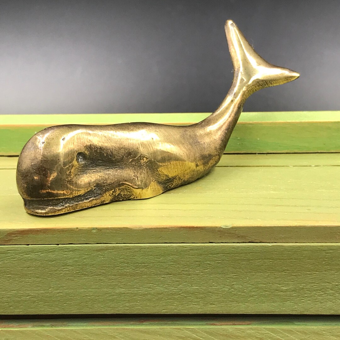 Small Vintage Solid Brass Whale Figurine, 3.5" Wide - Etsy