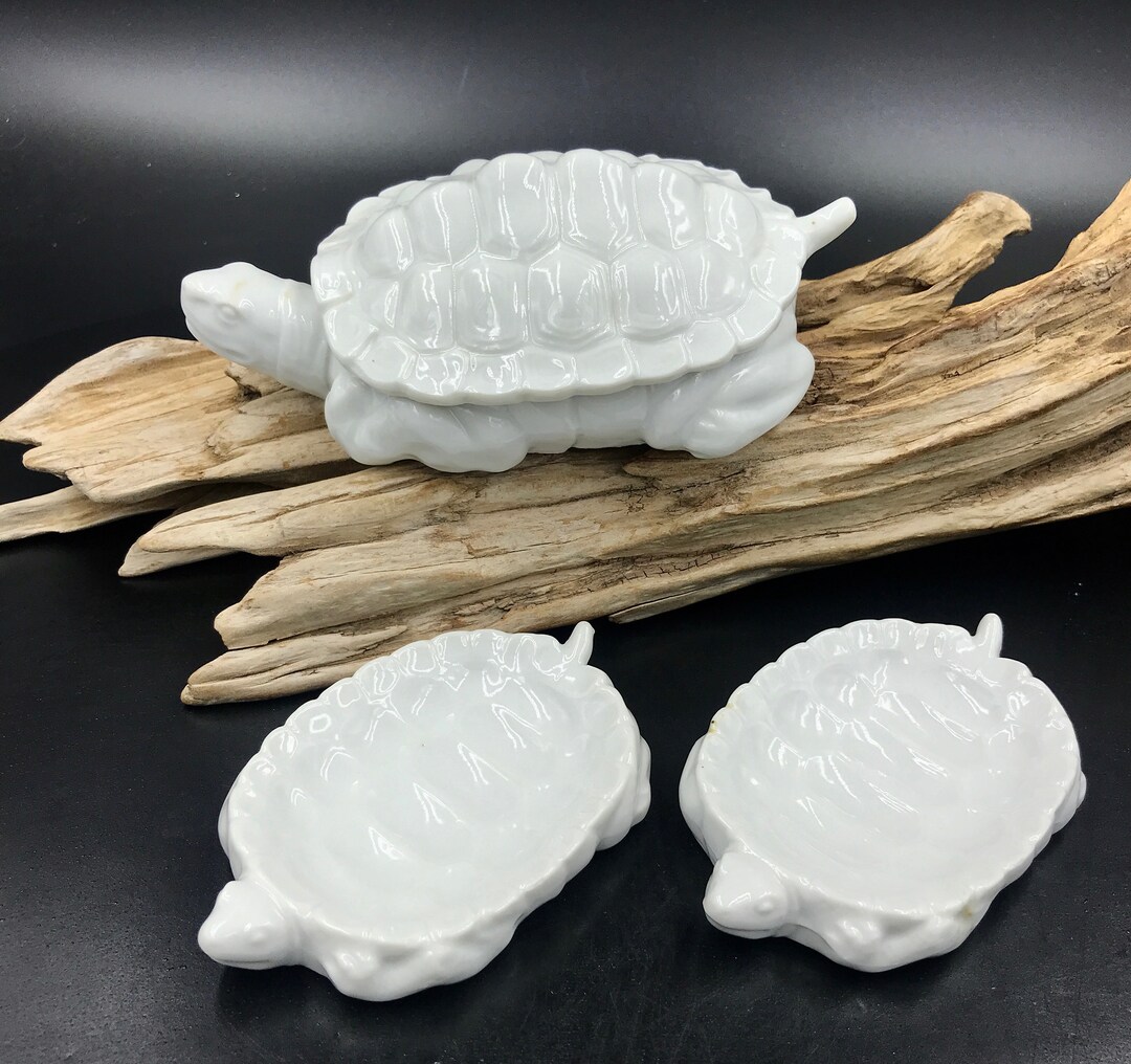 VTG Set of 3 Turtle Trinket Dishes, White Ceramic Turtle Ring/jewelry ...