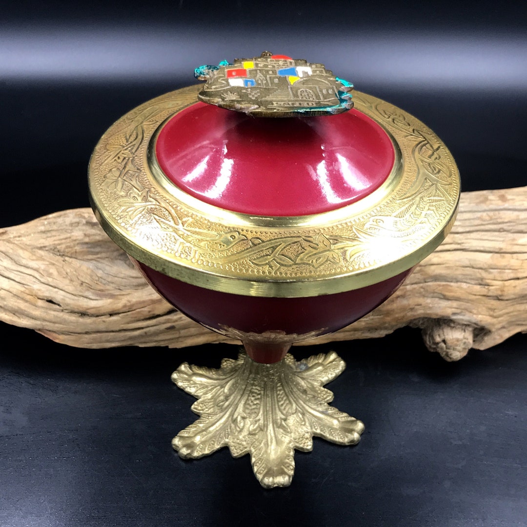 VTG Made in Israel Tamar Brass Lidded Footed Bowl, Israeli Tamar SAFED ...