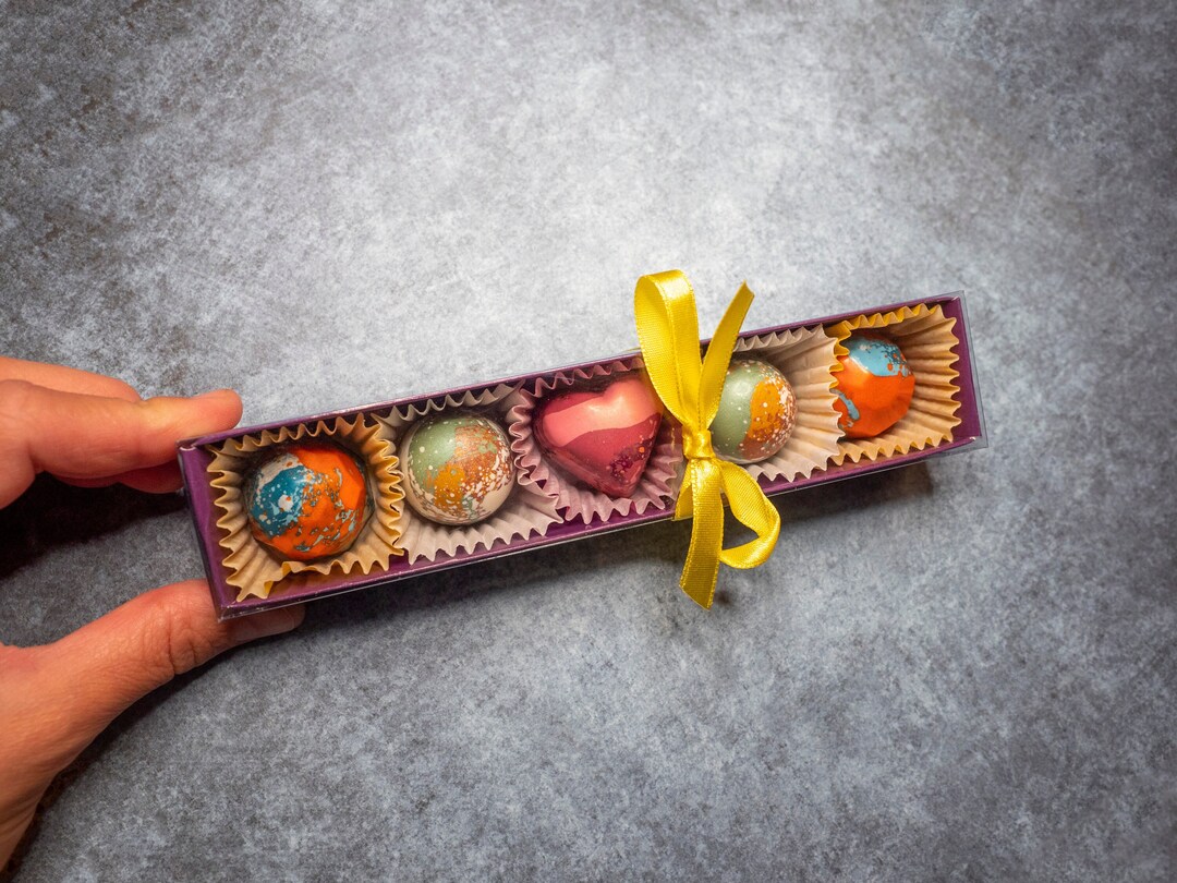Chocolate Bon Bons | Nut Butter & Fruit Jam | 5 Pieces | Chocolate Gift ...