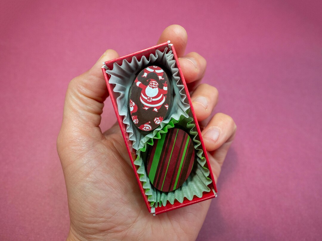 Holiday Chocolate Bon Bons 2 Piece Box Christmas Box Pistachio Praline ...