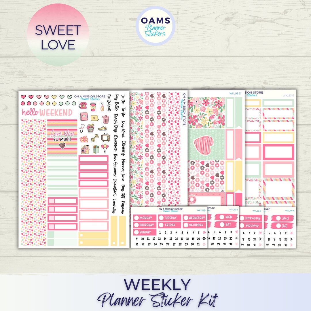Weekly Sticker Kit, Weekly Planner Kit, Erin Condren Hourly, Vertical ...