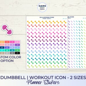 Dumbbell Icon Stickers, Workout Icon Stickers, Mini Planner Stickers ...