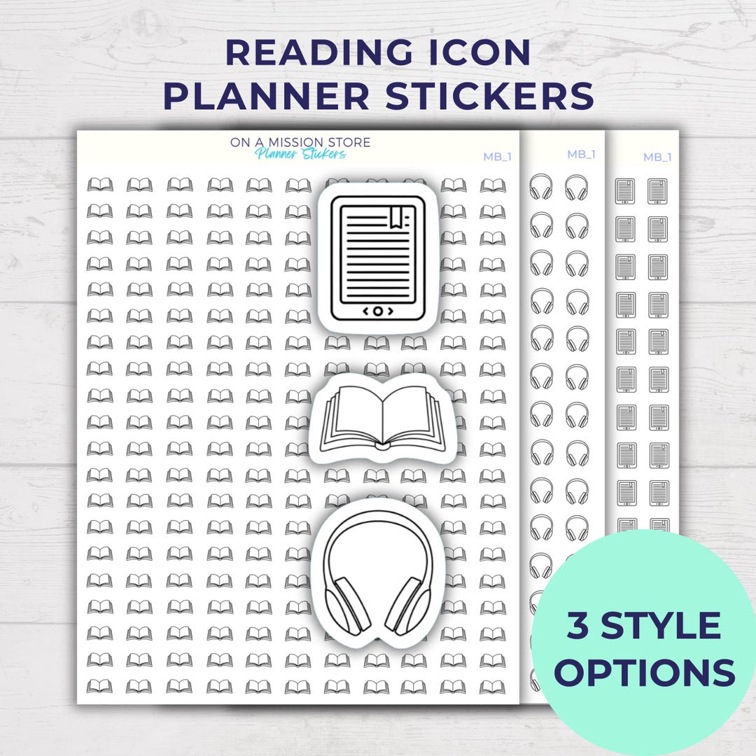 Minimalist Reading Planner Stickers: Book, E-reader, Audiobook - Etsy