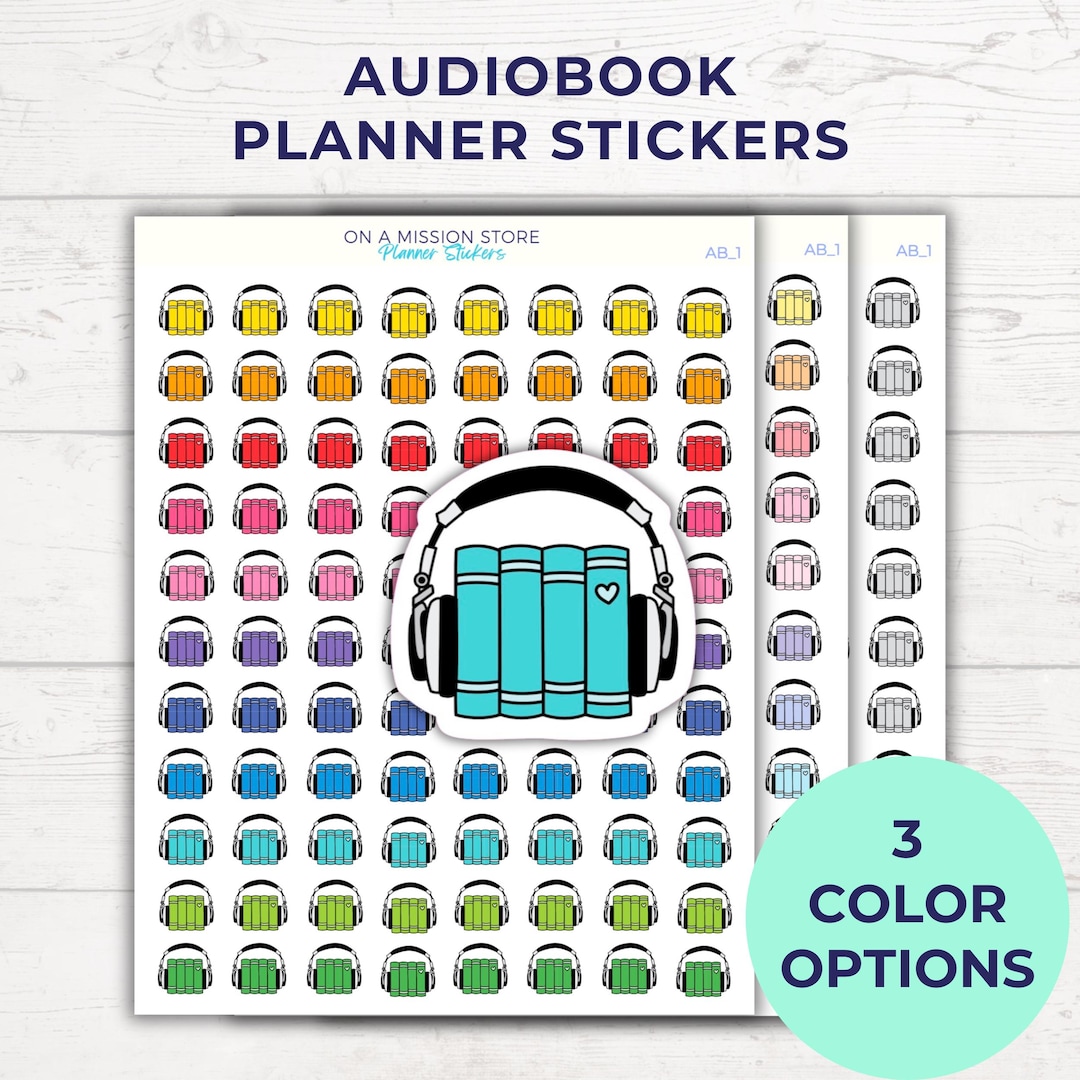 Audiobook Stickers, Audio Book Stickers, Reading Stickers, Headphone ...