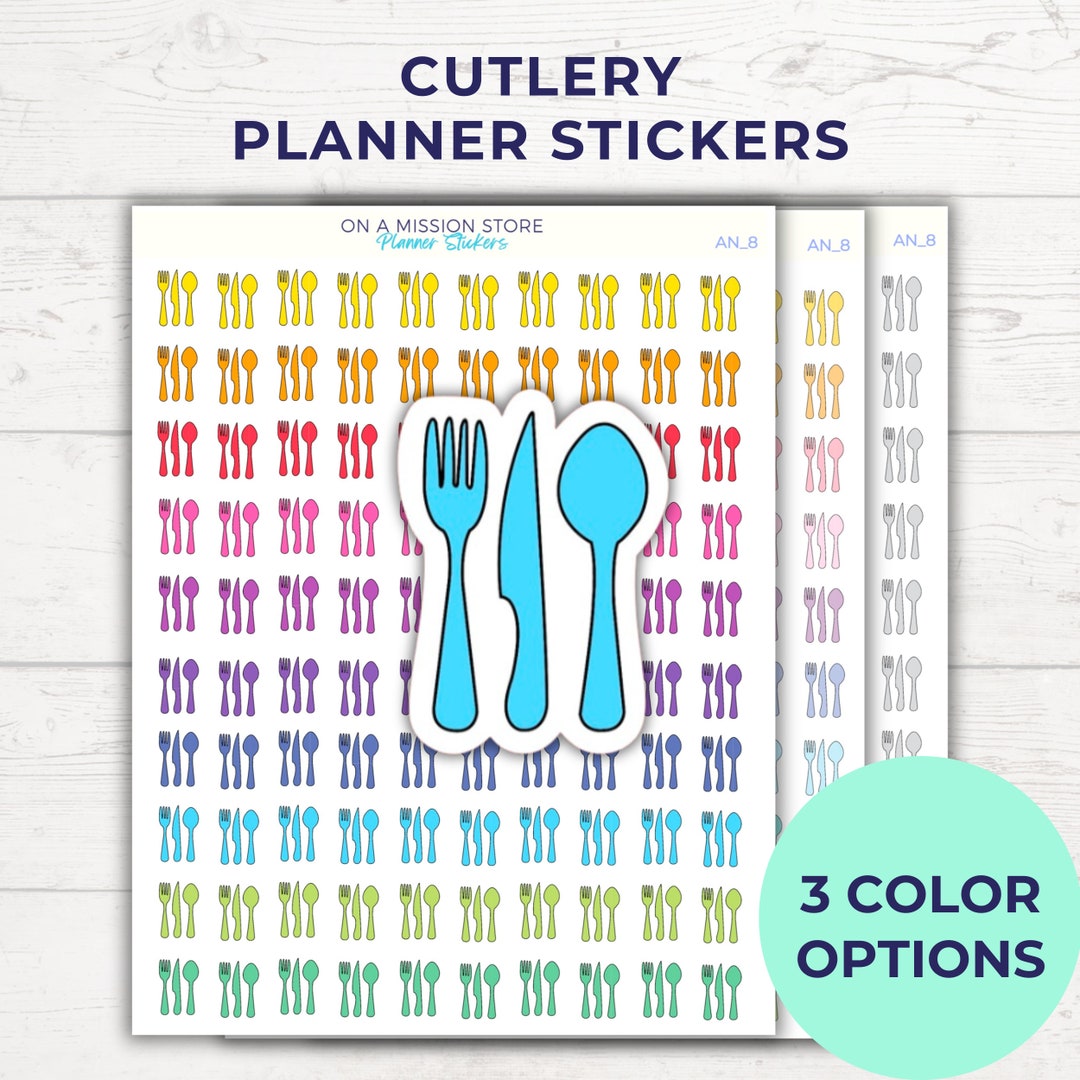 Cutlery Stickers, Meals Stickers, Cooking Stickers, Meal Planner ...