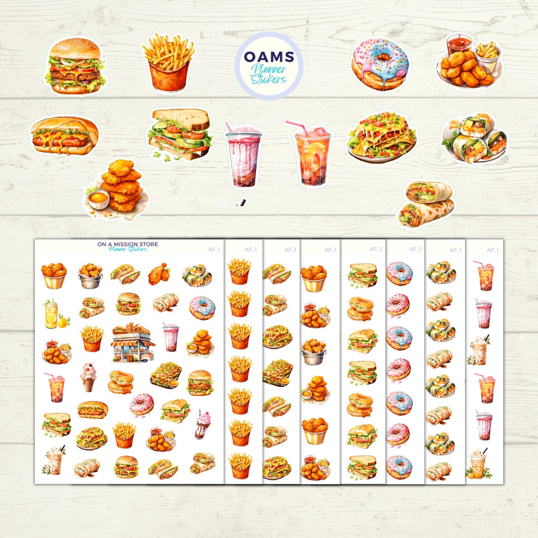 Fast Food Stickers, Comfort Food, Street Food, Sushi, Mexican Food ...
