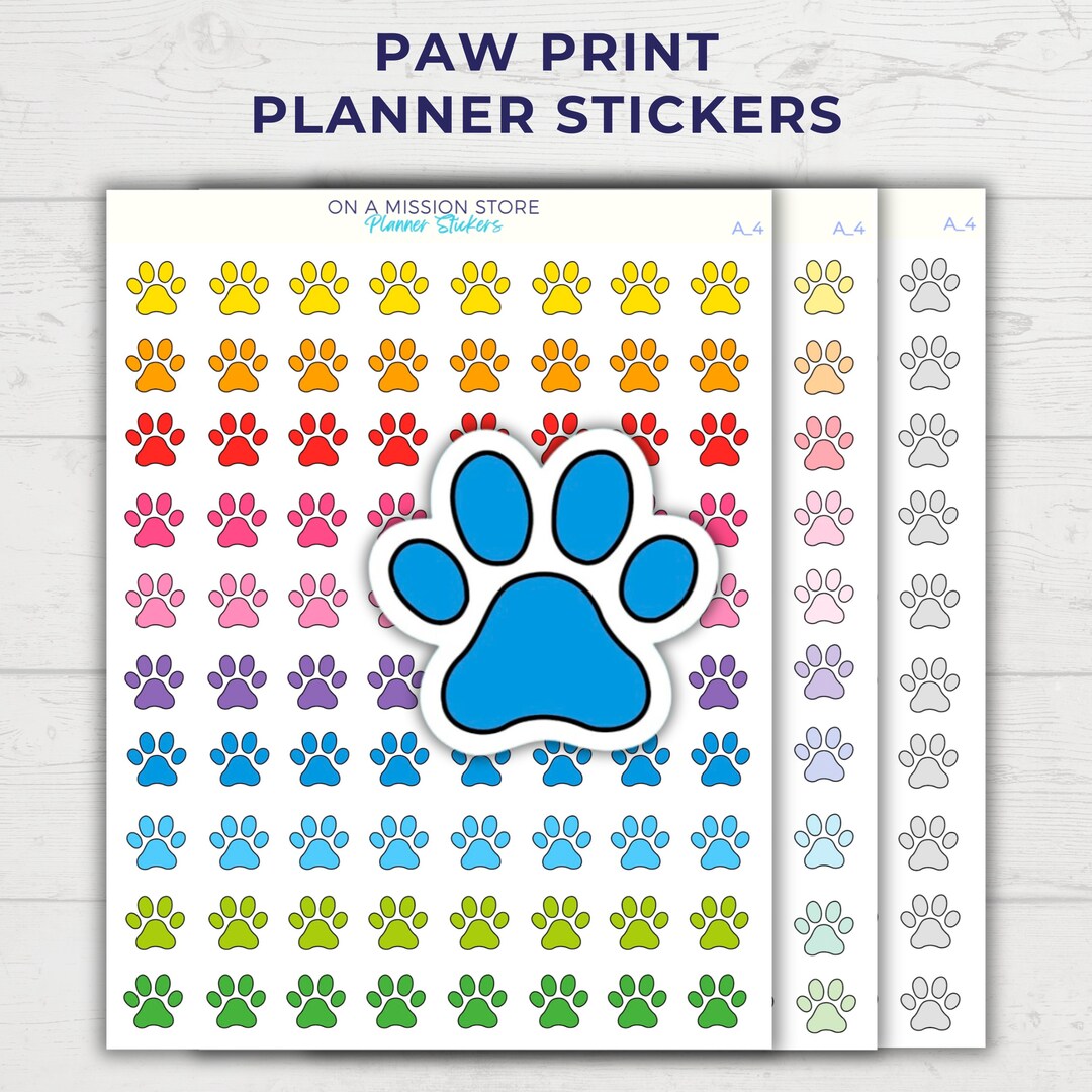 Paw Print Planner Stickers, Pet Paw, Dog Paw, Cat Paw, Cute Paw ...