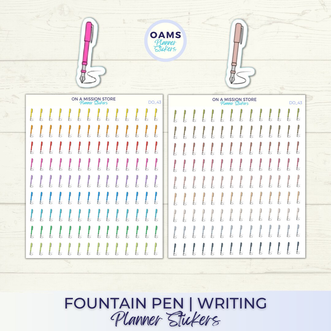 Fountain Pen Stickers Writing Stickers Journaling Stickers - Etsy