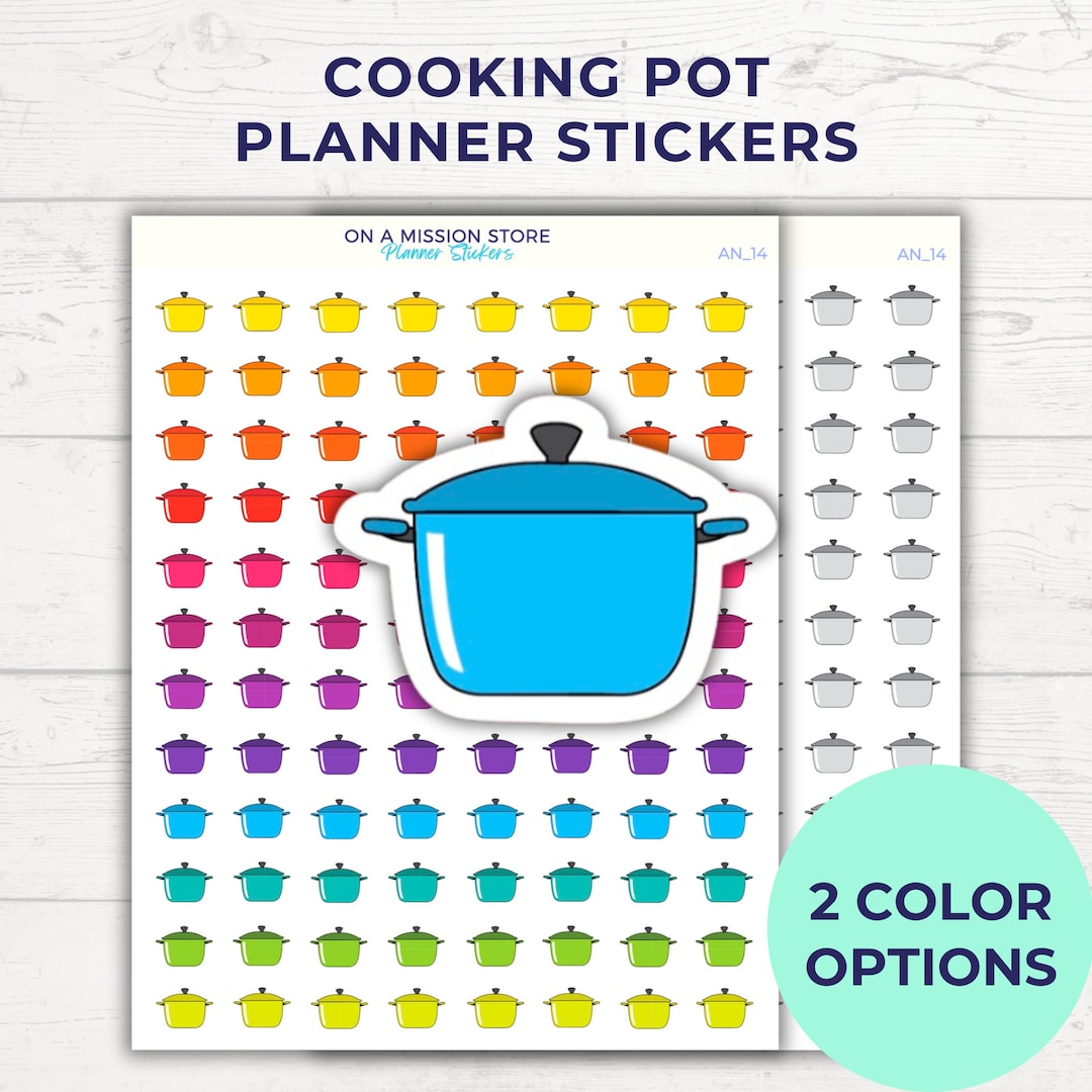 Cooking Pot Stickers, Meal Stickers, Chef Stickers, Dinner, Meal Prep ...