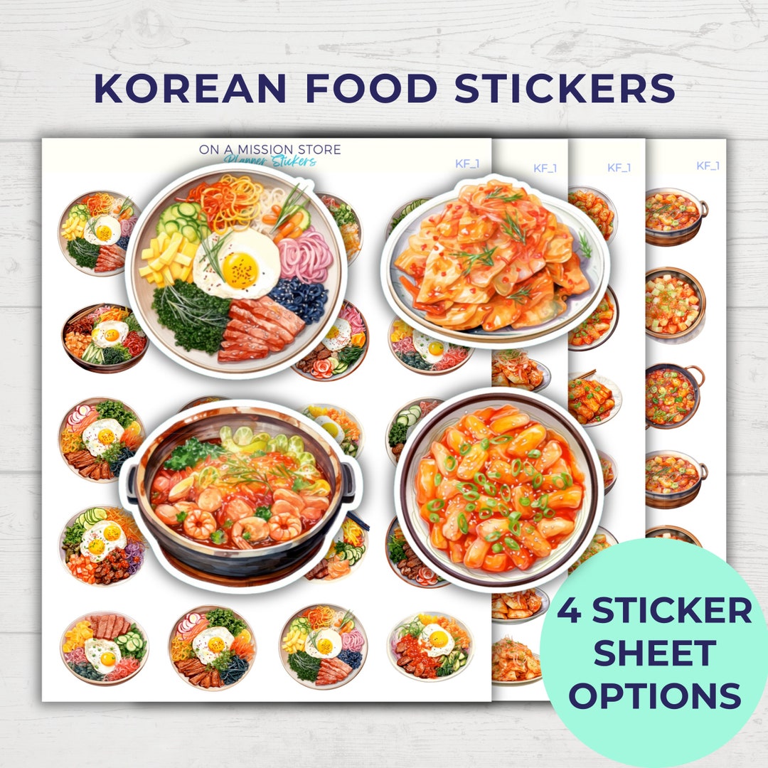 Korean Food Stickers, Asian Food Stickers, Bibimbap, Kimchi, Tteokbokki ...