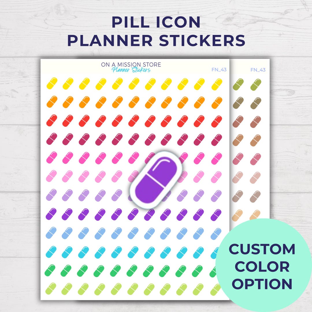 Pill Icon Stickers, Medicine Stickers, Take Medication Stickers, Health ...