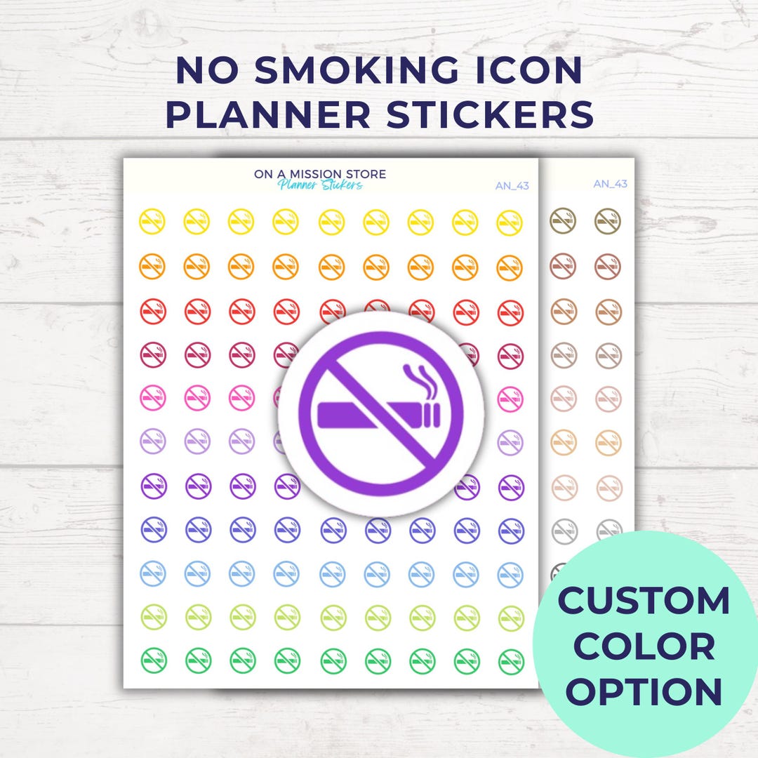 No Smoking Icon Planner Stickers, Habit Tracker - Etsy