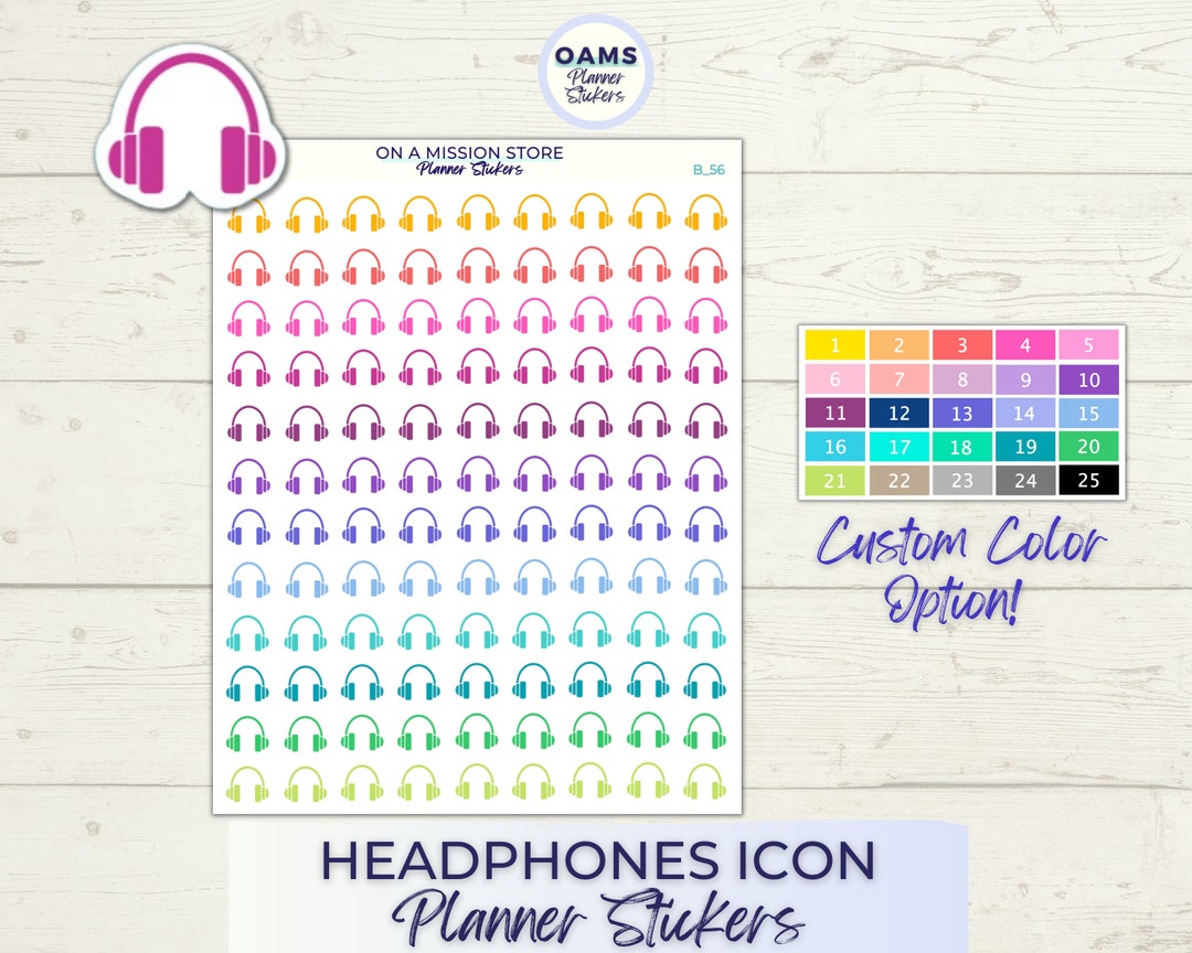 Headphones Icon Stickers, Headphones Stickers, Audiobook Stickers ...