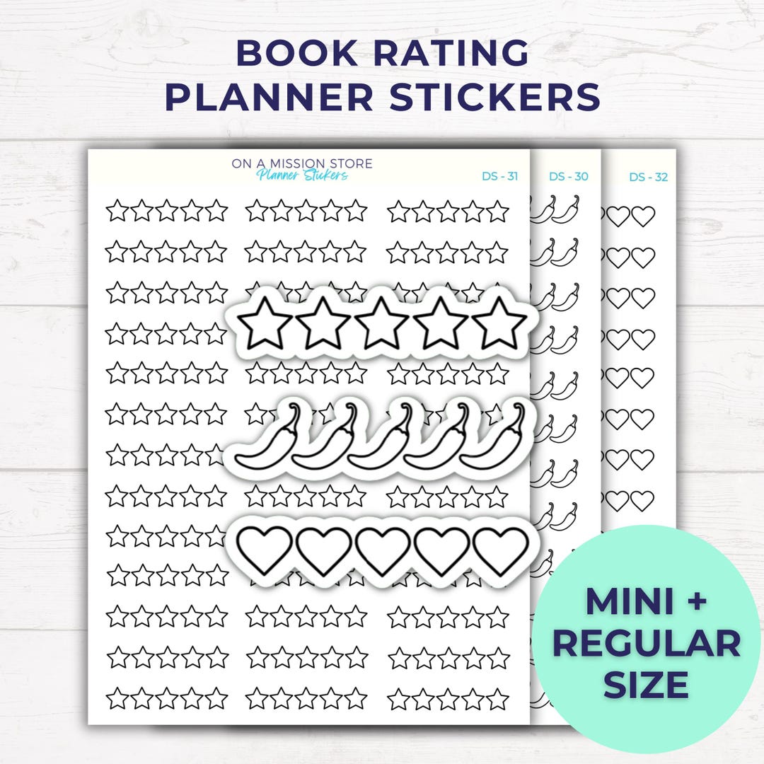 Book Rating Planner Stickers: 5 Star, Heart, Spicy - Reading Journal ...