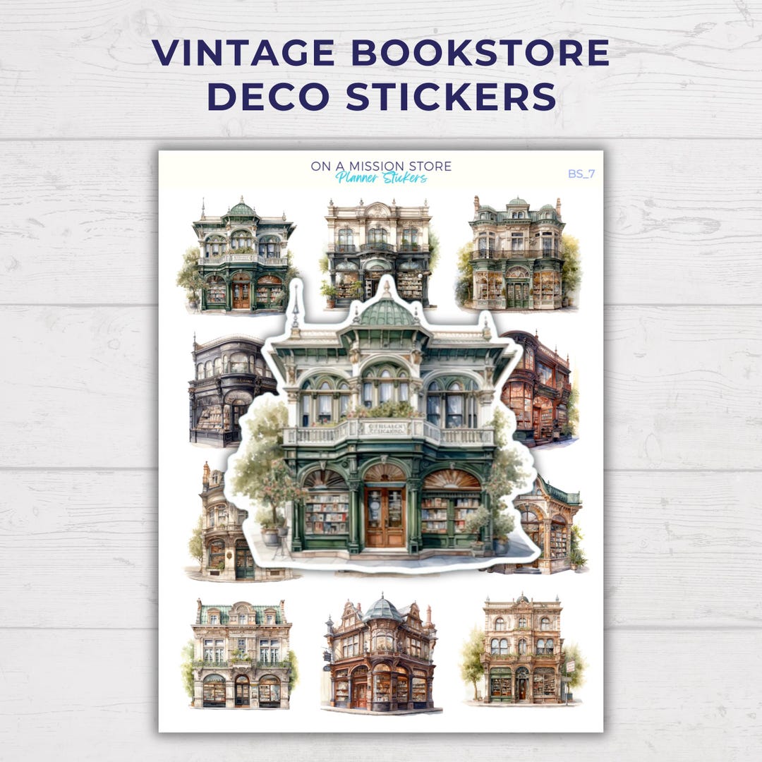Vintage Bookstore Stickers, Book Deco Stickers, Bookish Stickers ...