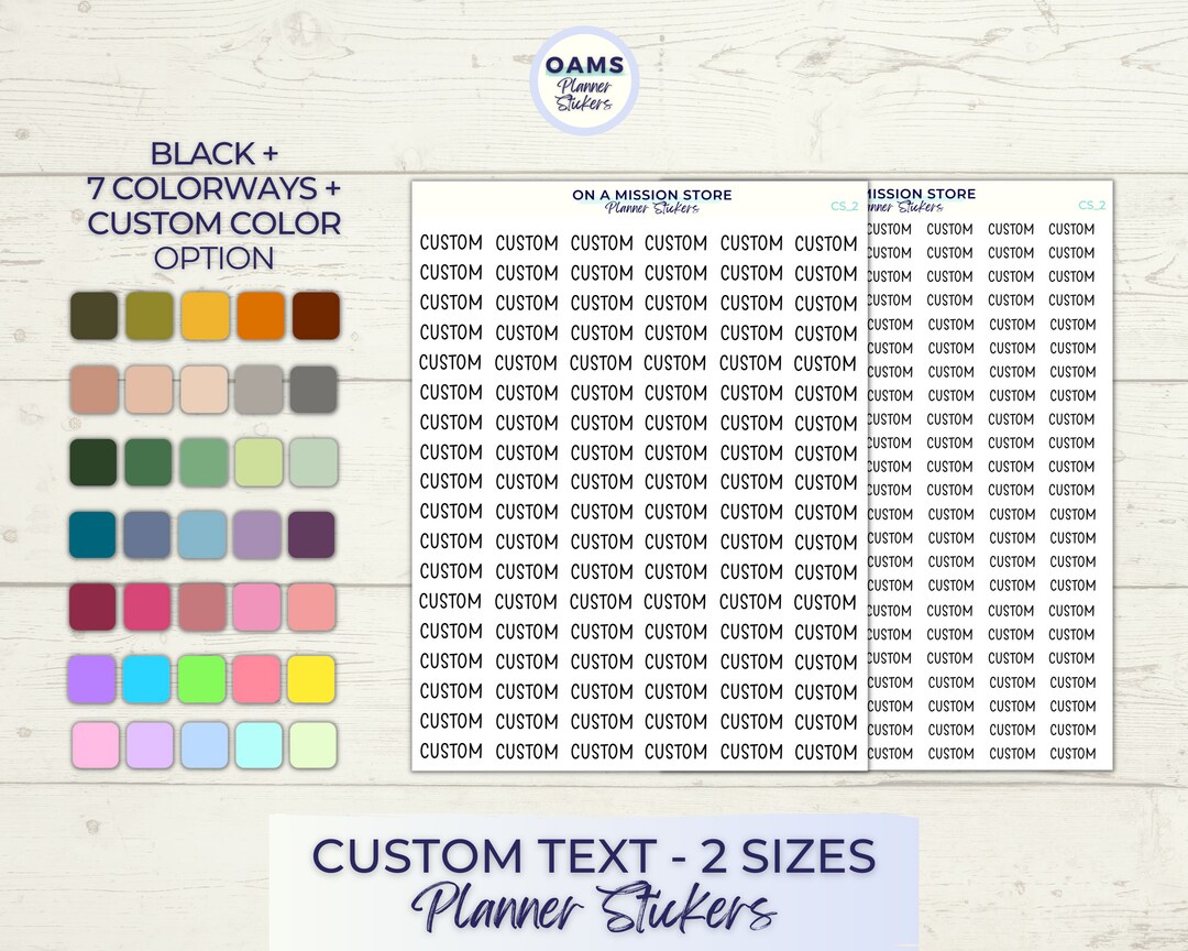 Custom Text Stickers Mini Text Sticker Mini Script Stickers - Etsy