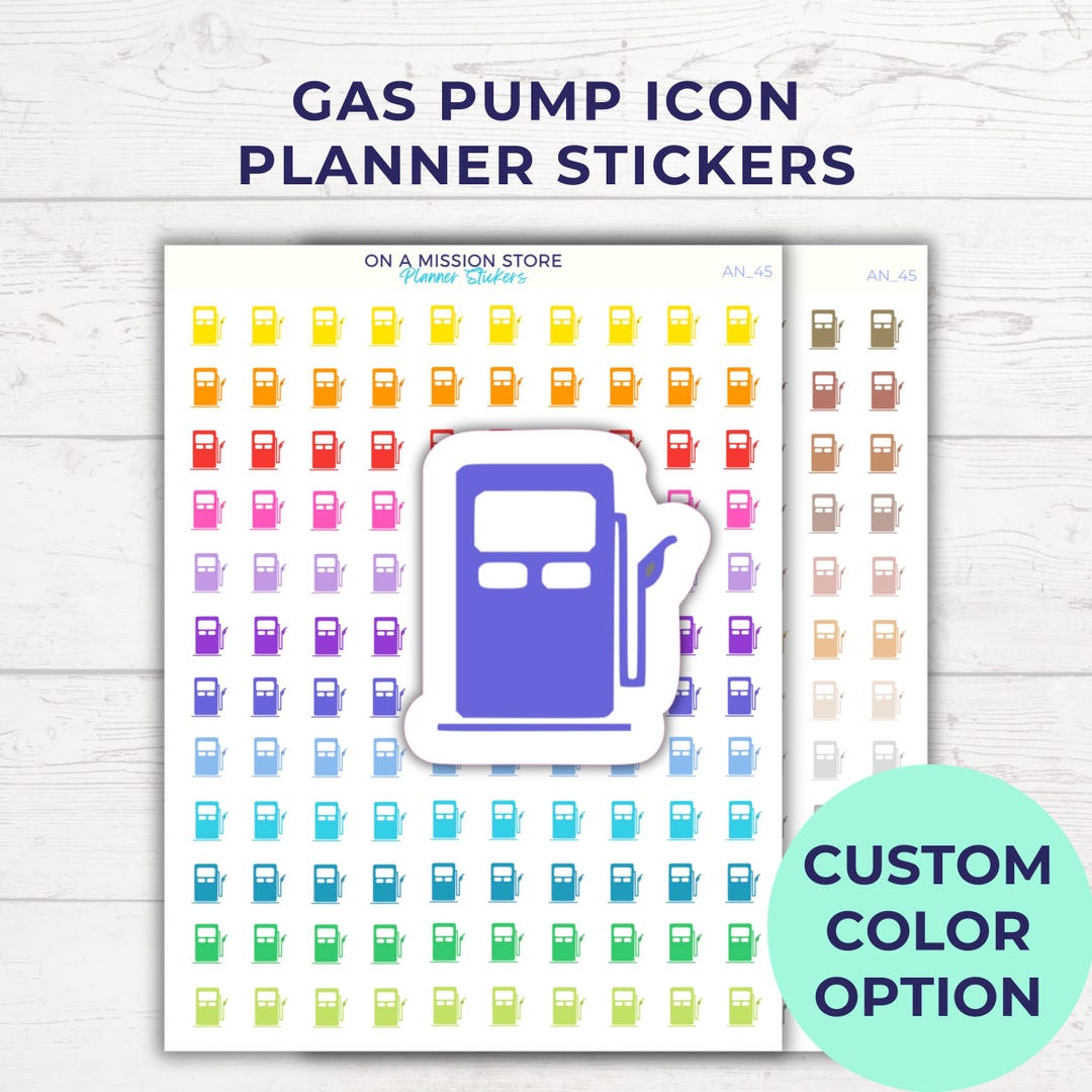 Gas Pump Icon Planner Sticker Sheet, Car Stickers, Transportation ...