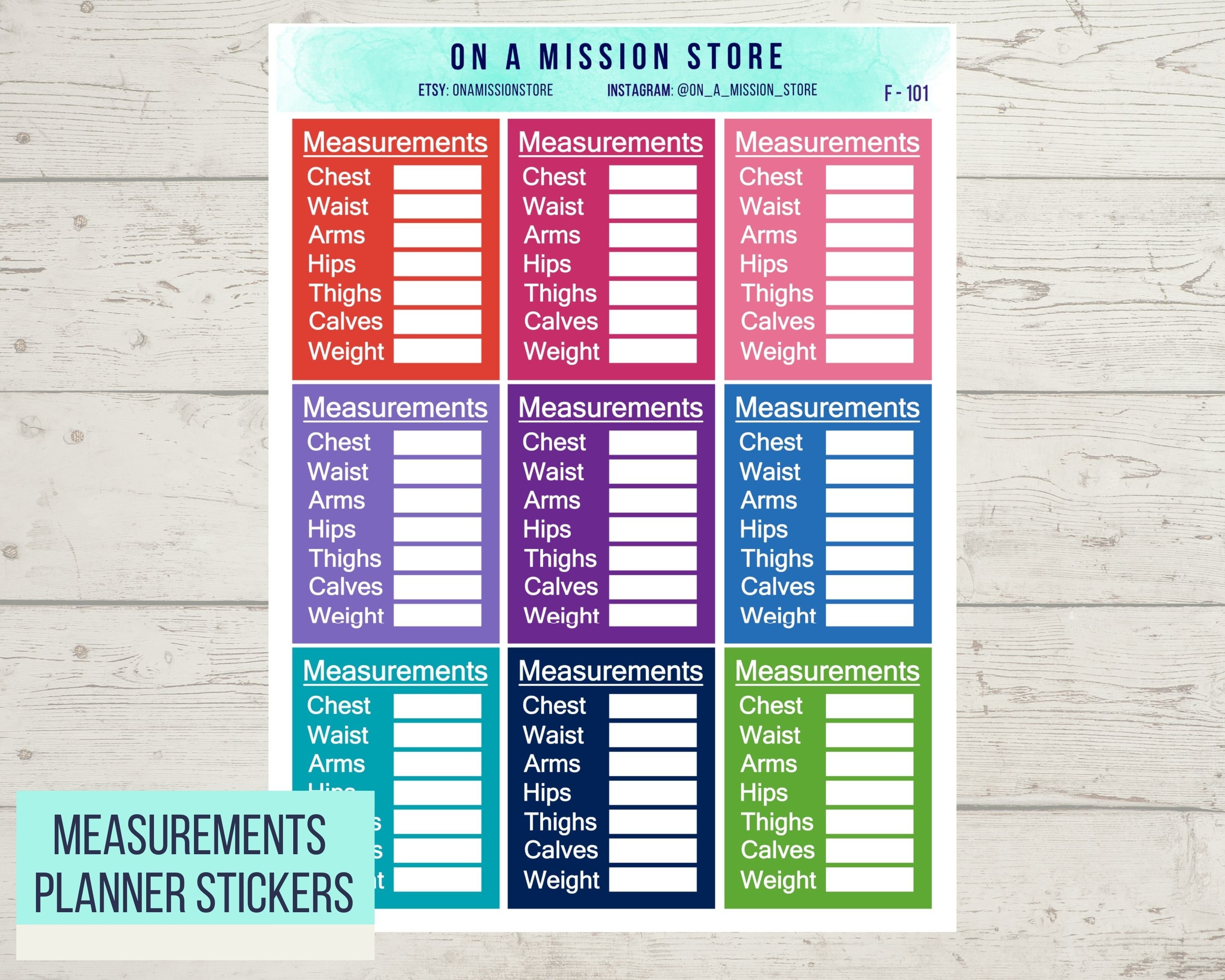 Body Measurement Stickers Weight Stickers Weight Loss | Etsy