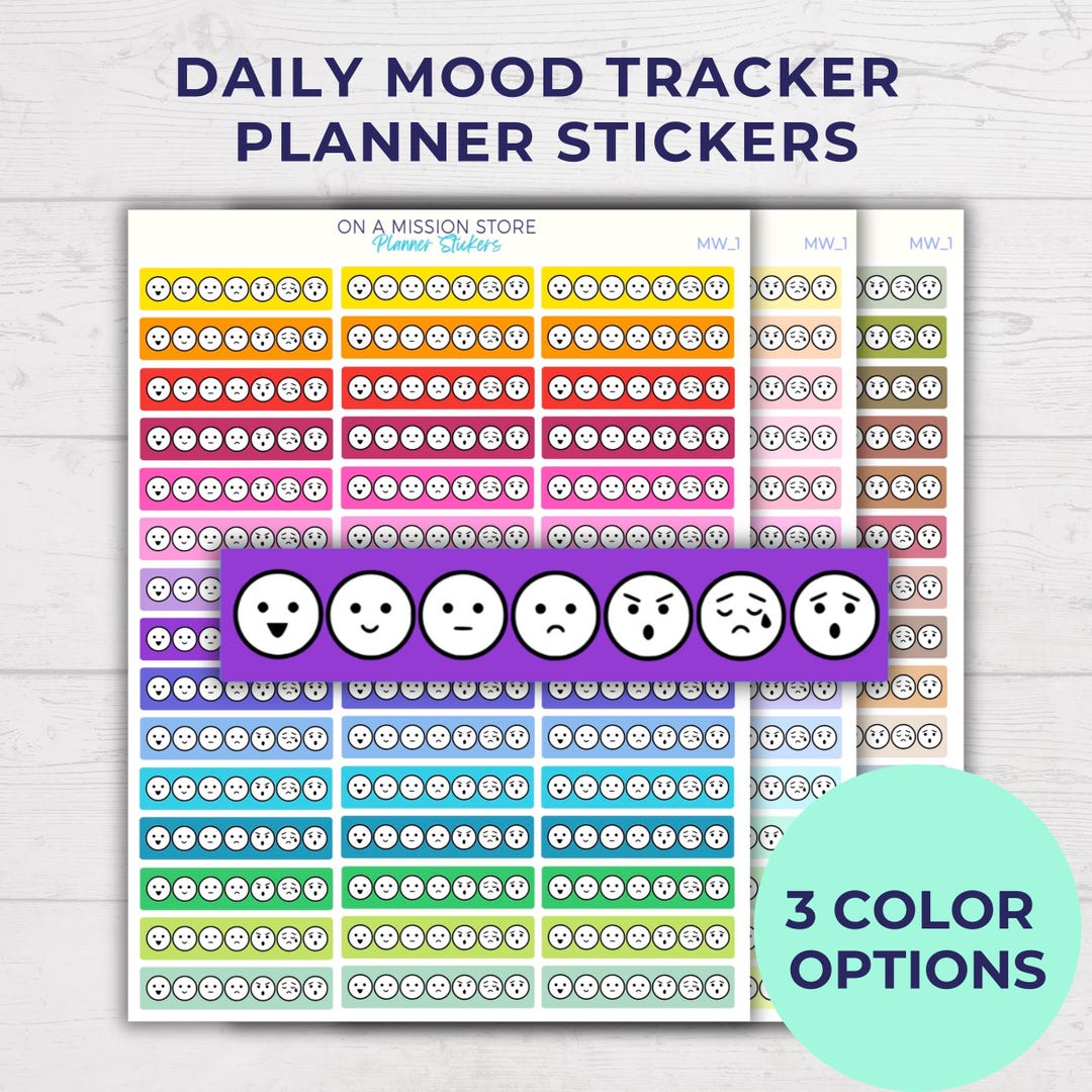 Daily Mood Tracker Stickers, Mood Planner Stickers, Mental Health ...