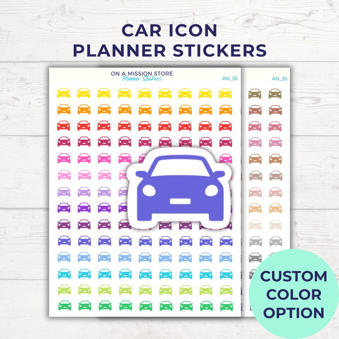 Car Icon Planner Stickers, Travel Planner, Car Maintenance, Vehicle ...