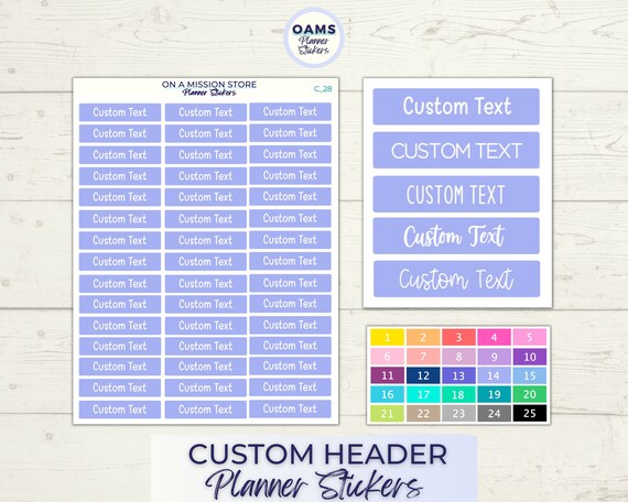 Custom Header Stickers Custom Text Stickers Custom Script - Etsy