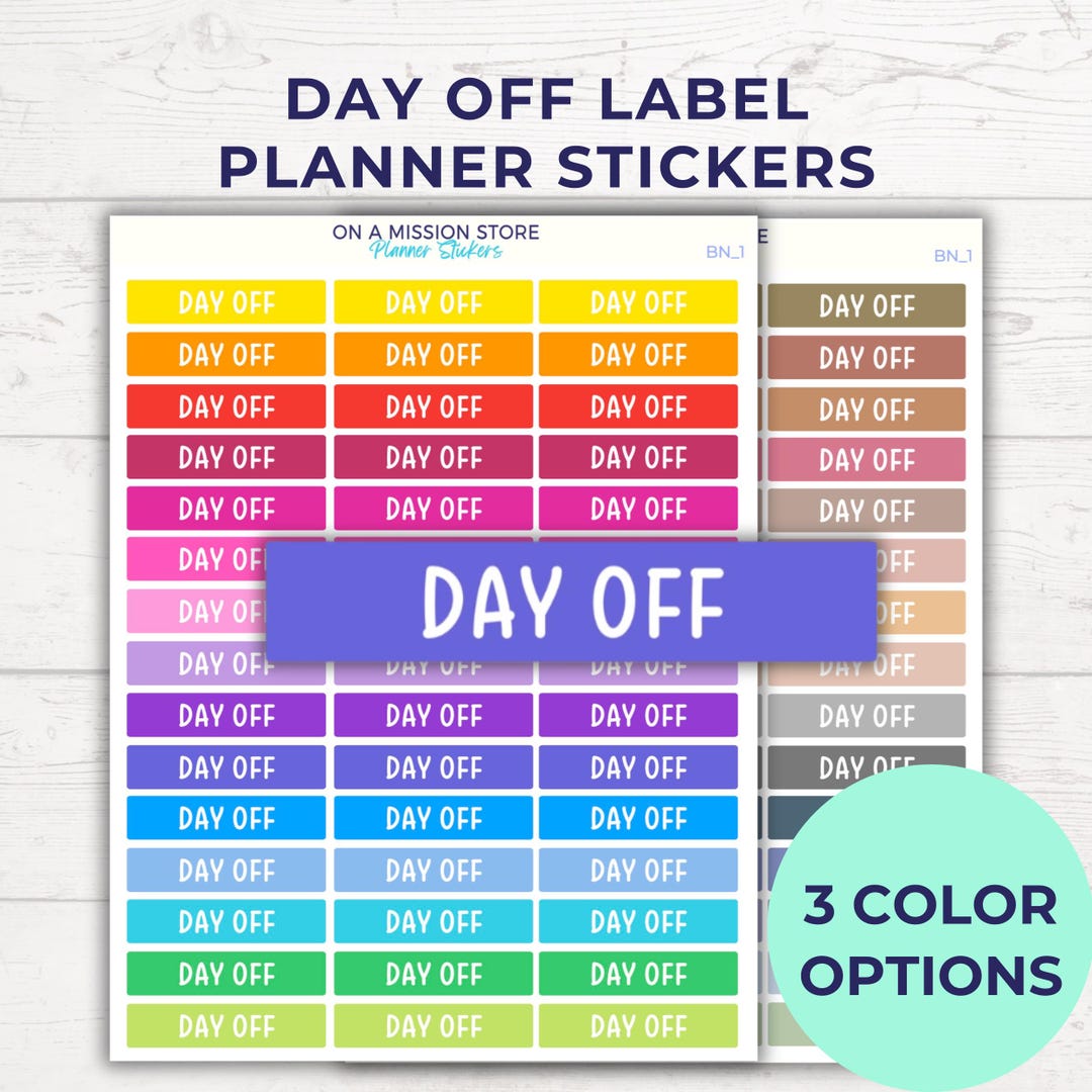 Day off Planner Stickers: Work Calendar Reminders - Etsy
