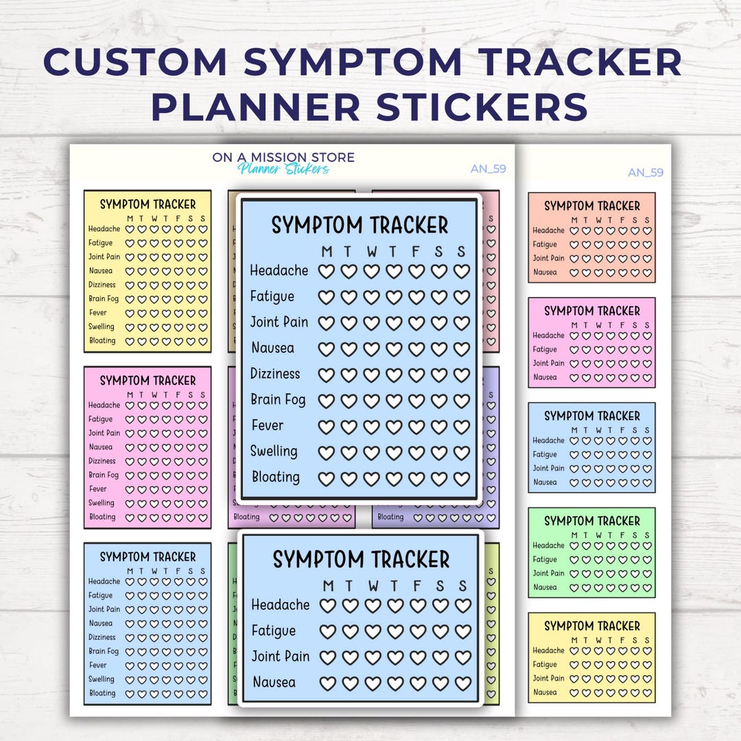 Custom Symptom Tracker Sticker Sheet, Chronic Illness, Chronic Pain Log ...