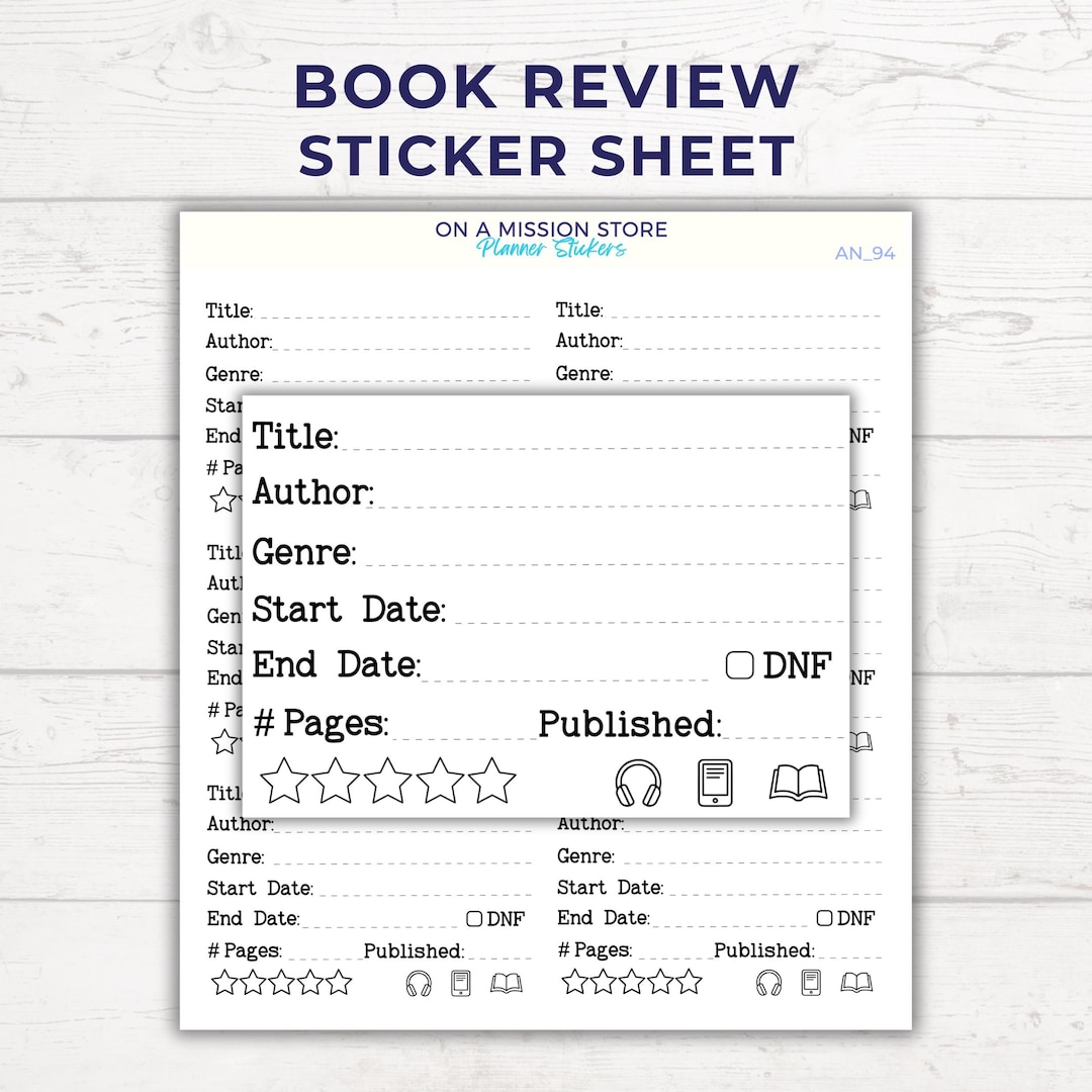 Book Review Stickers for Reading Journal - Etsy