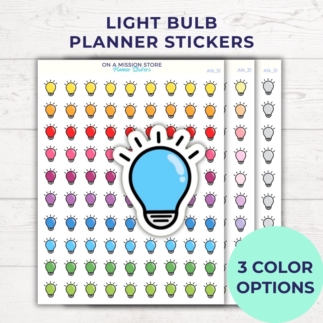 Light Bulb Stickers, Idea Stickers, Brain Dump, Thought Stickers ...