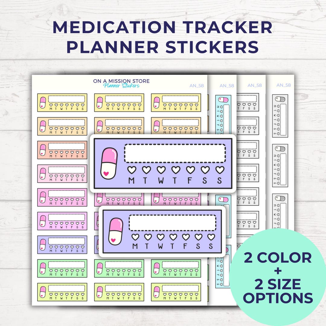 Medication Tracker Planner Sticker Sheet, Medicine Log, Chronic Illness ...