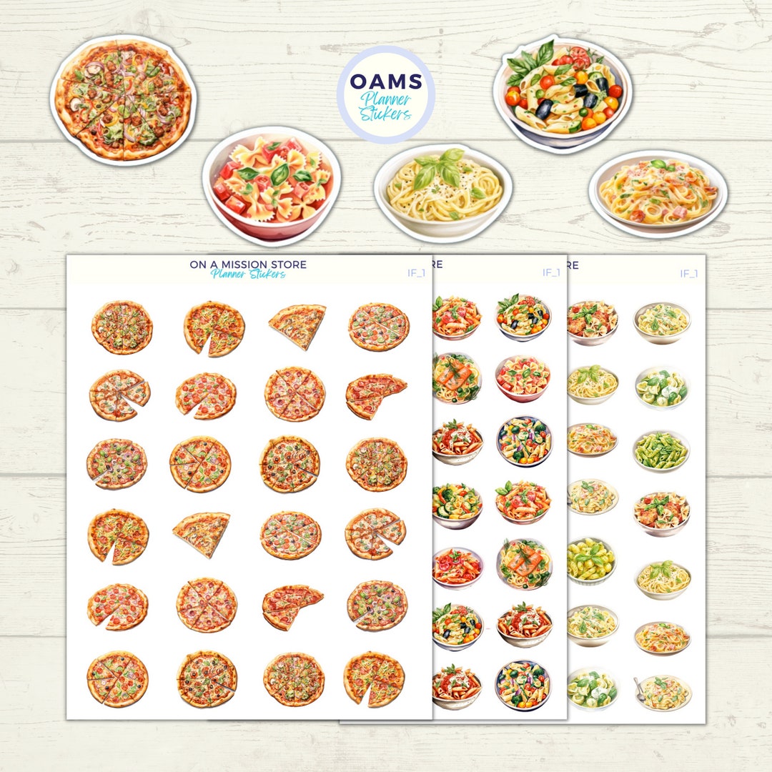 Pizza Stickers, Pasta Stickers, Italian Food Stickers, Foodie Gift ...