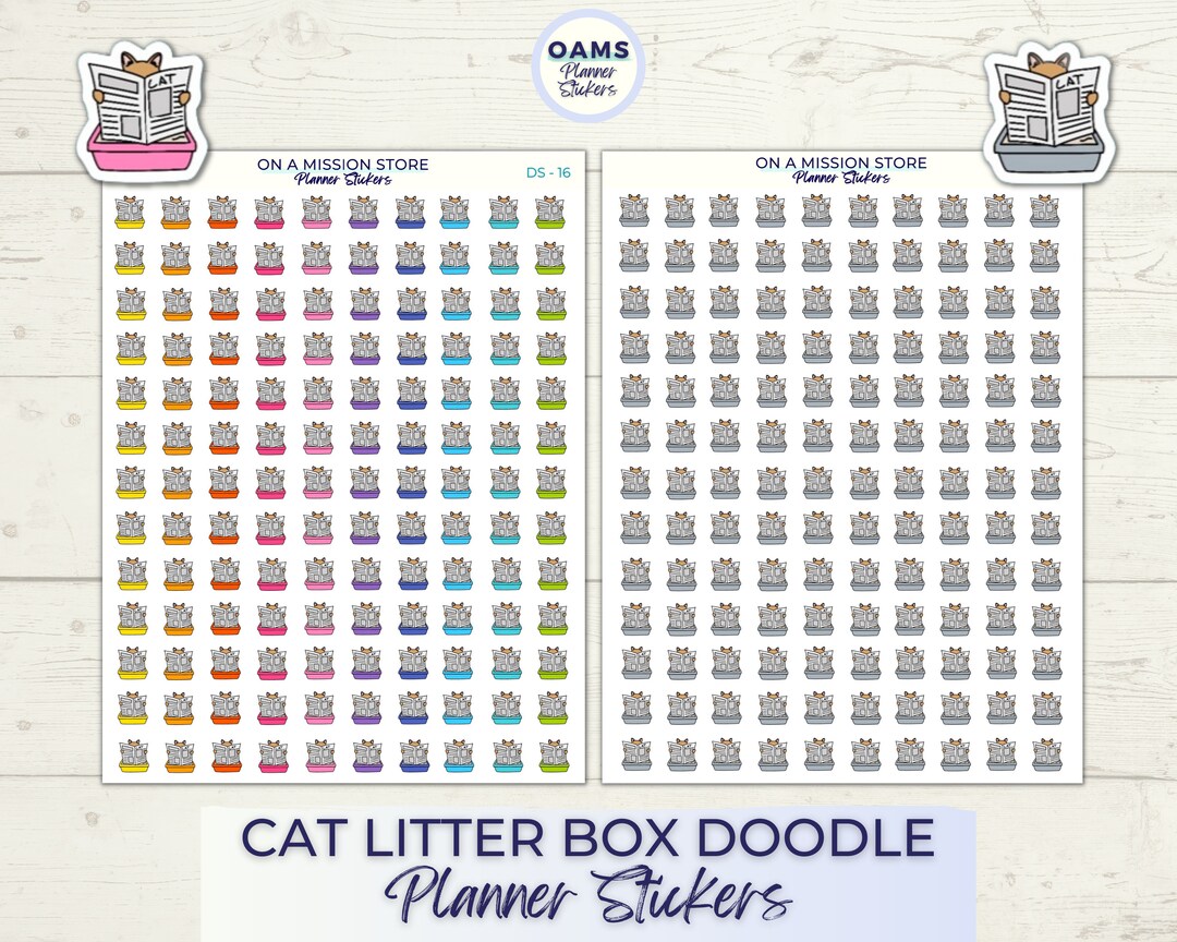 Cat Litter Stickers, Litter Box Stickers, Cat Stickers, Cat Doodle ...