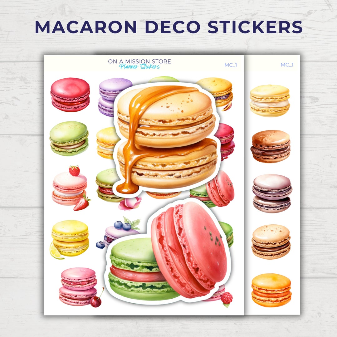 Macaron Stickers, French Pastries Stickers, Dessert Stickers, Food Art ...