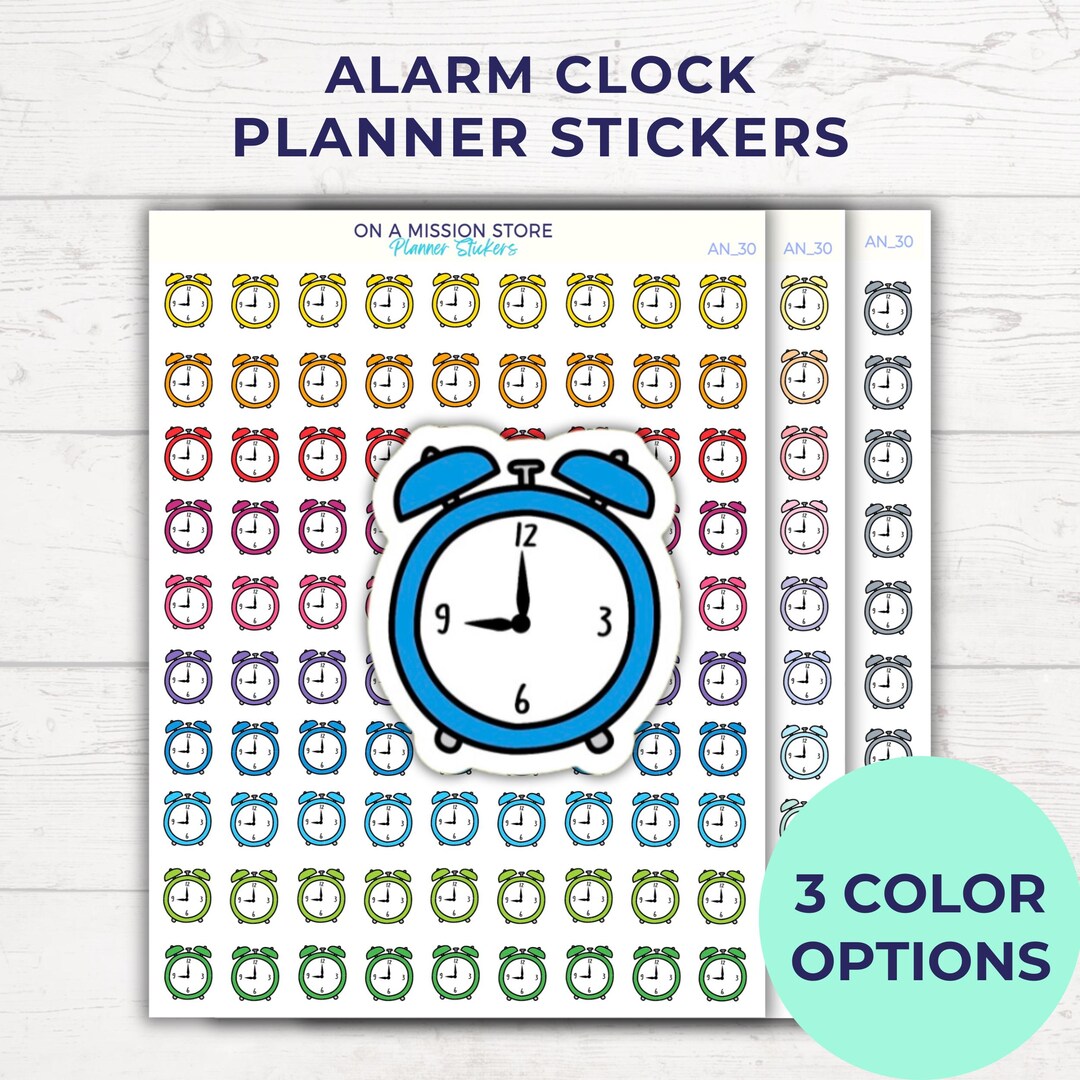 Alarm Clock Planner Stickers, Time Stickers, Appointment Stickers, Wake ...