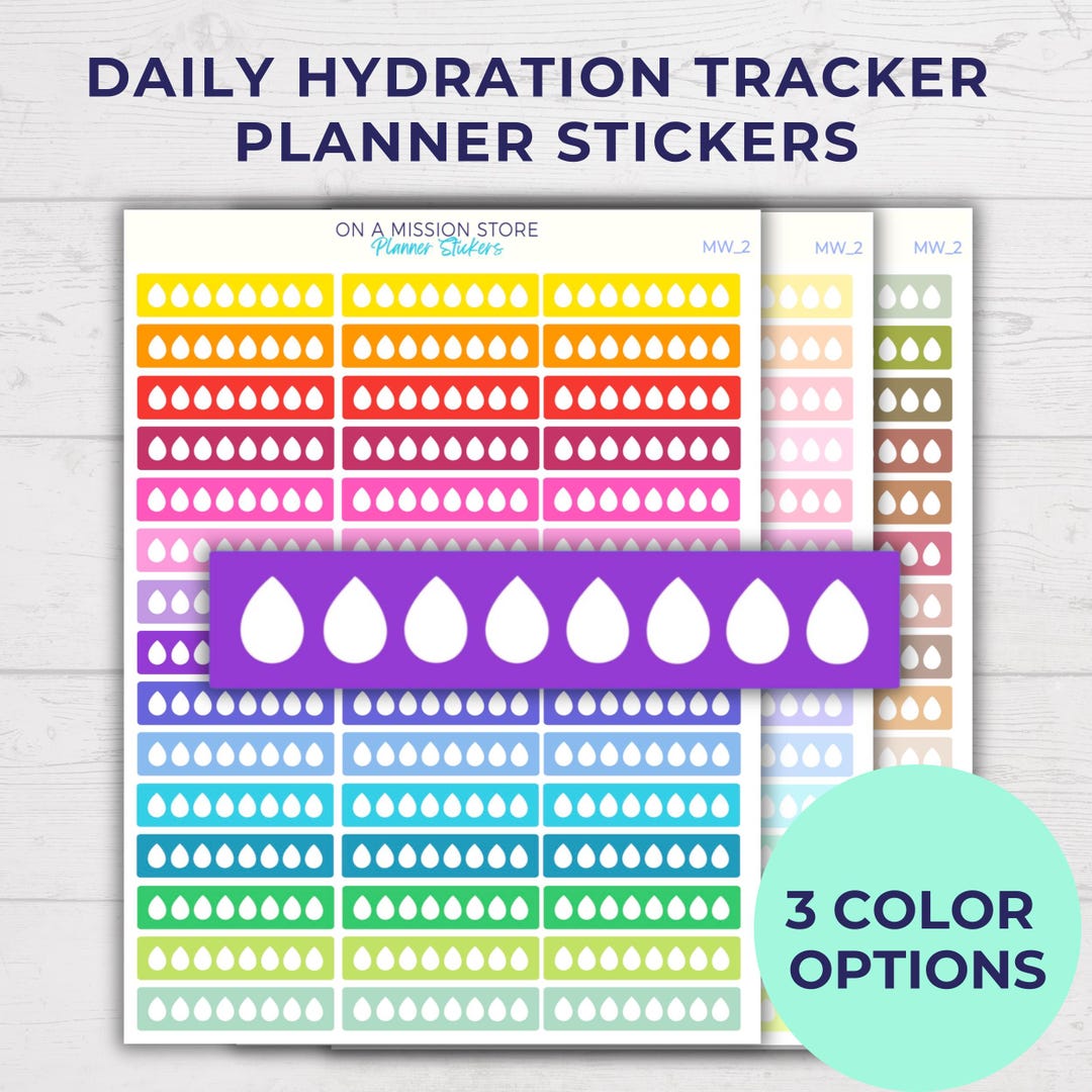 Daily Water Tracker Sticker, Habit Tracker Sticker, Hydrate Sticker ...