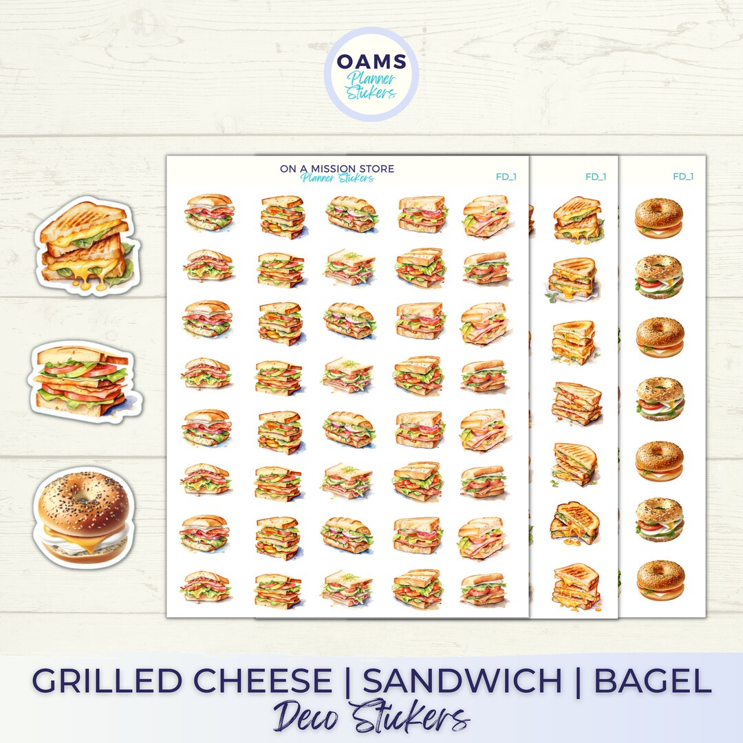 Sandwich Stickers, Grilled Cheese Sandwich Stickers, Comfort Food ...