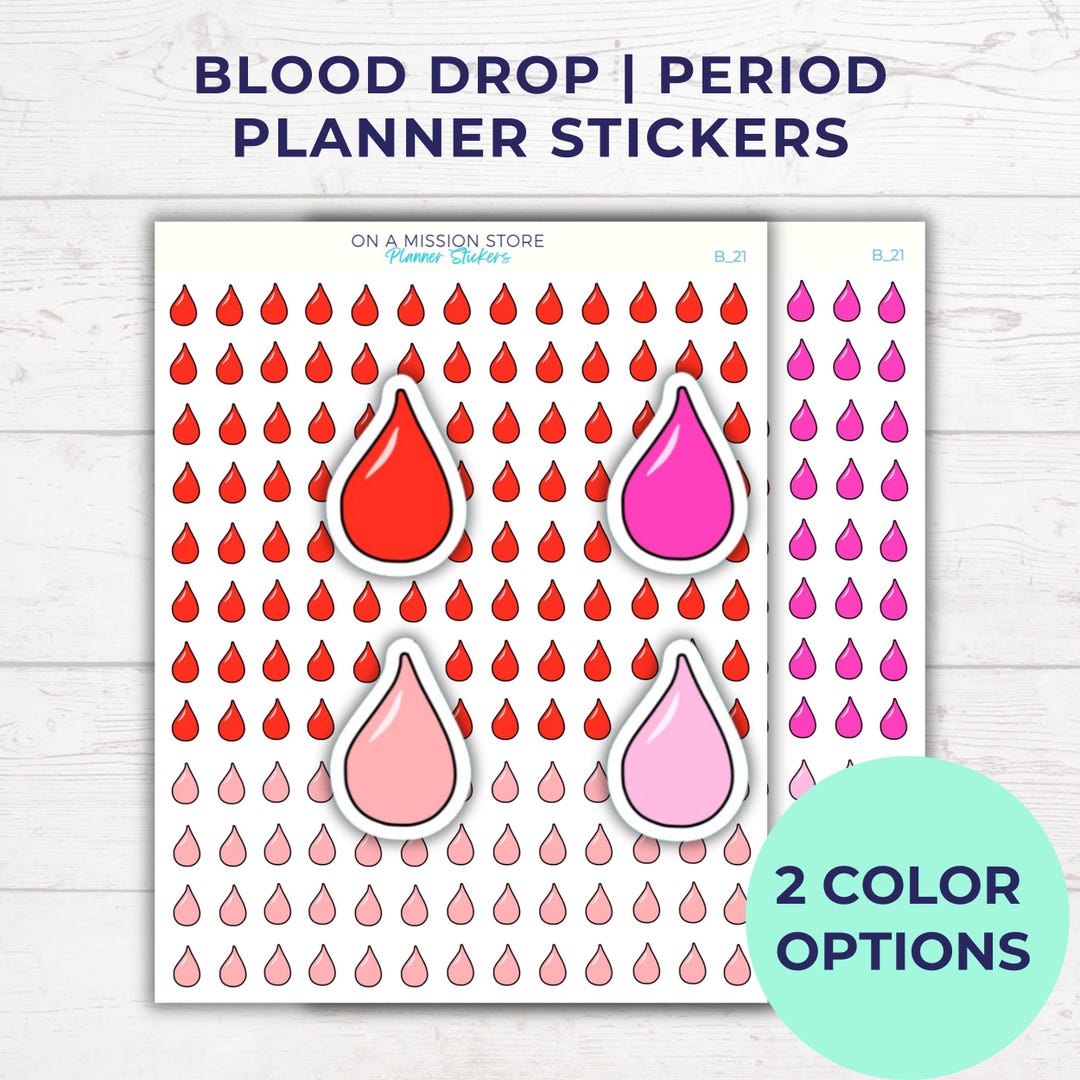 Period Sticker, Blood Drop Sticker, Menstruation Sticker, Menstrual ...