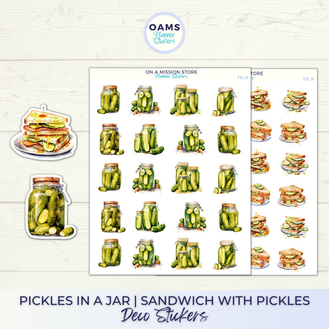 Pickle Stickers, Sandwich Stickers, Pickles, Pickle Lover Gift, Pickle ...