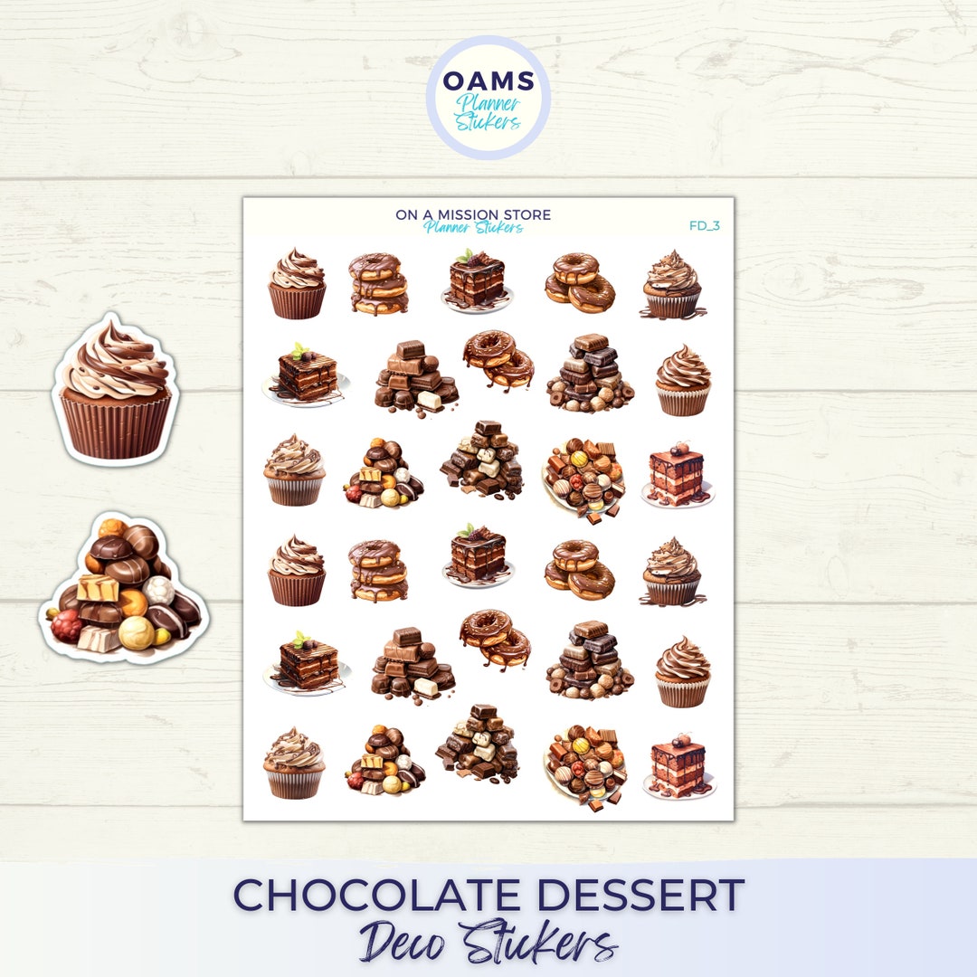 Chocolate Stickers, Dessert Stickers, Foodie Stickers, Chocolate Lover ...